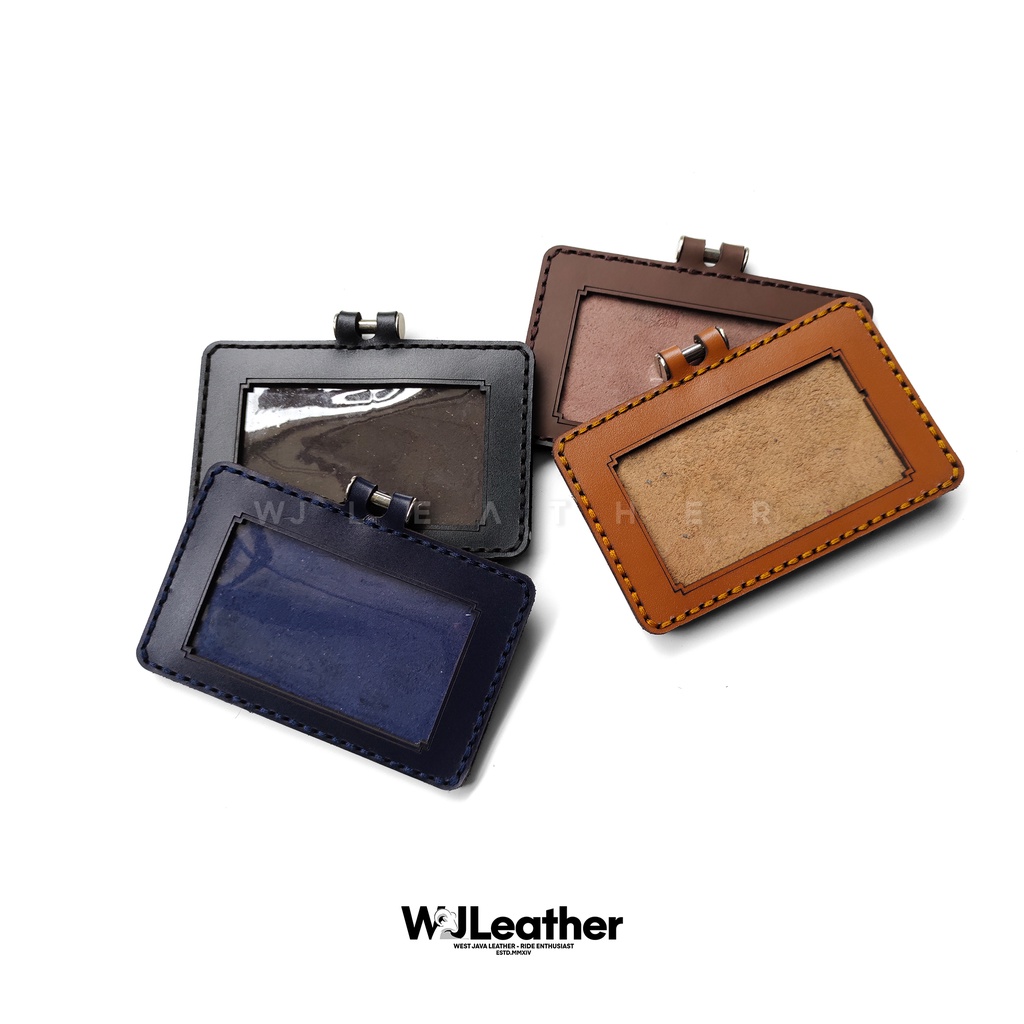 Wj Leather - ID Card Holder Leather Name Tag Landscape ID004 | Shopee Malaysia