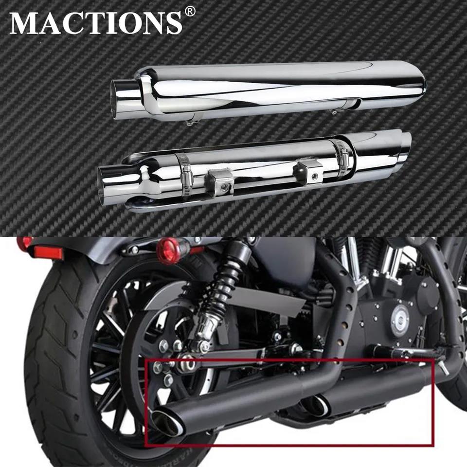 Motorcycle Chrome Slip-On Mufflers Exhaust Pipes W/ Heat Shield For ...