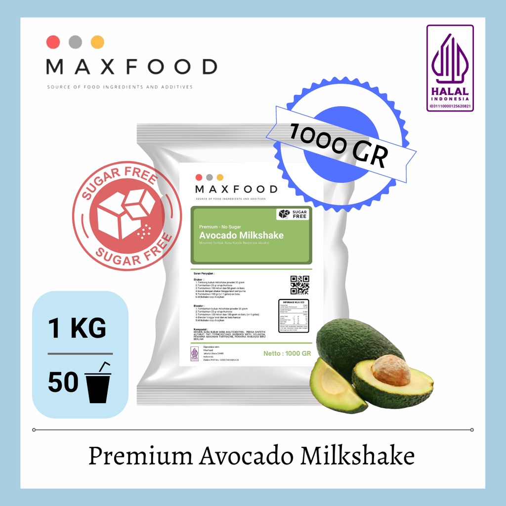 Maxfood - No Sugar Avocado Milkshake / Avocado Flavored Milkshake Drink Powder 1 Kg | Shopee ...