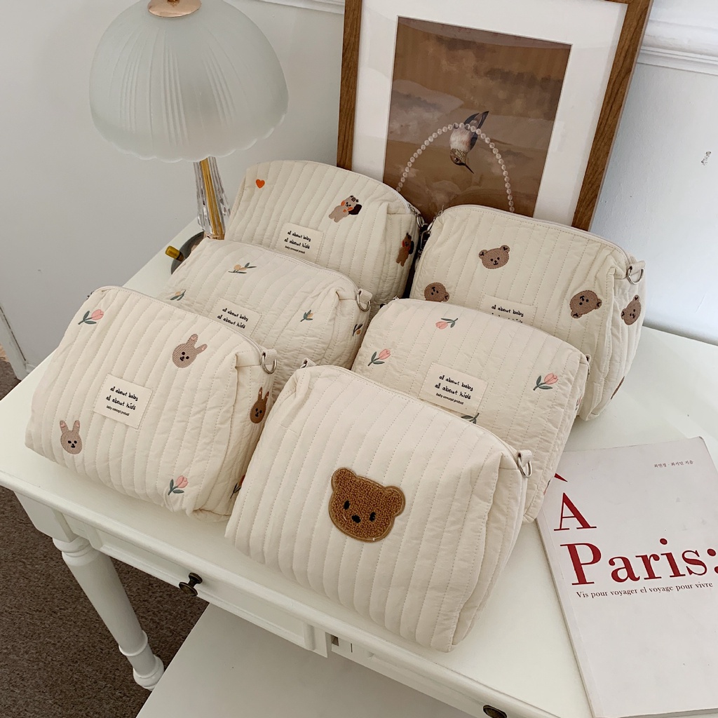 ins Style Quilted Embroidered Cotton Trolley Bag Large Capacity ...
