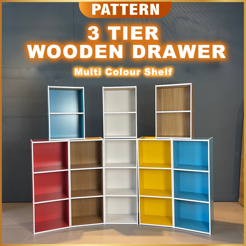 [READY STOCK] Multipurpose Rack 3 Tier Wooden Book Shelf Rak Buku ...