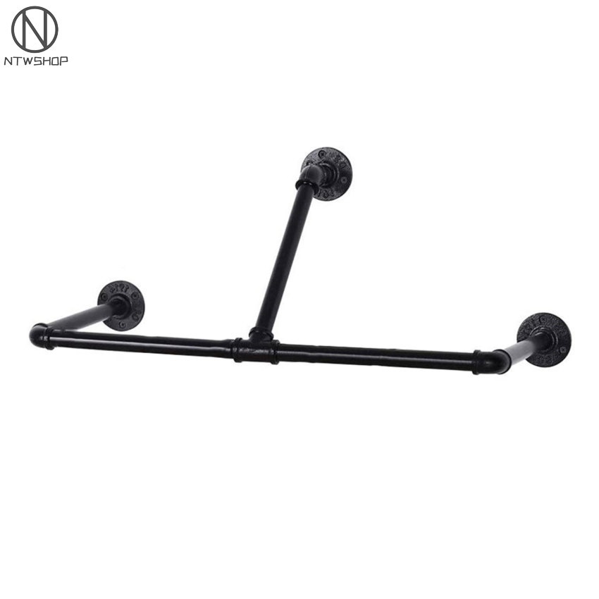 Industrial Pipe Clothes Rack, 32.68’'L Wall Mounted Garment Rack, Heavy ...