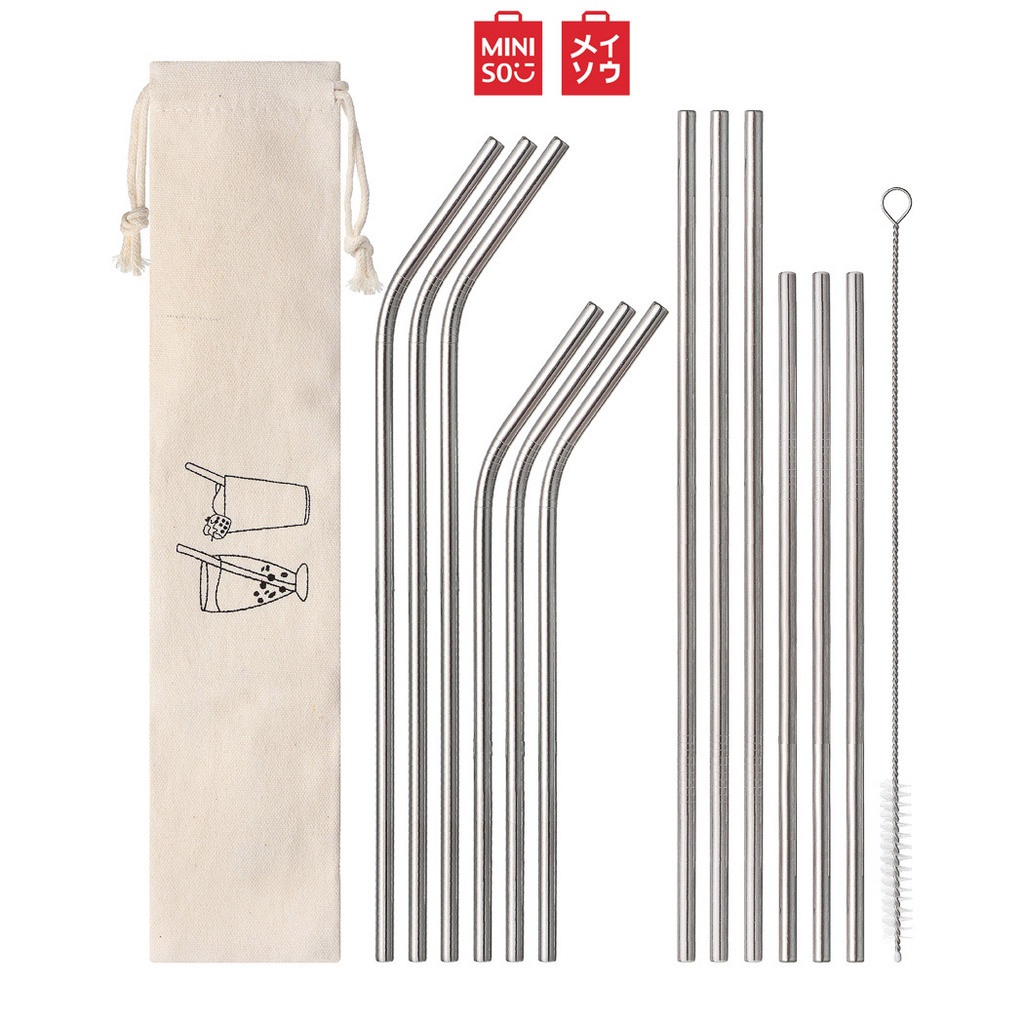 Miniso Portable Straw Set with Bag 12pcs | Shopee Malaysia