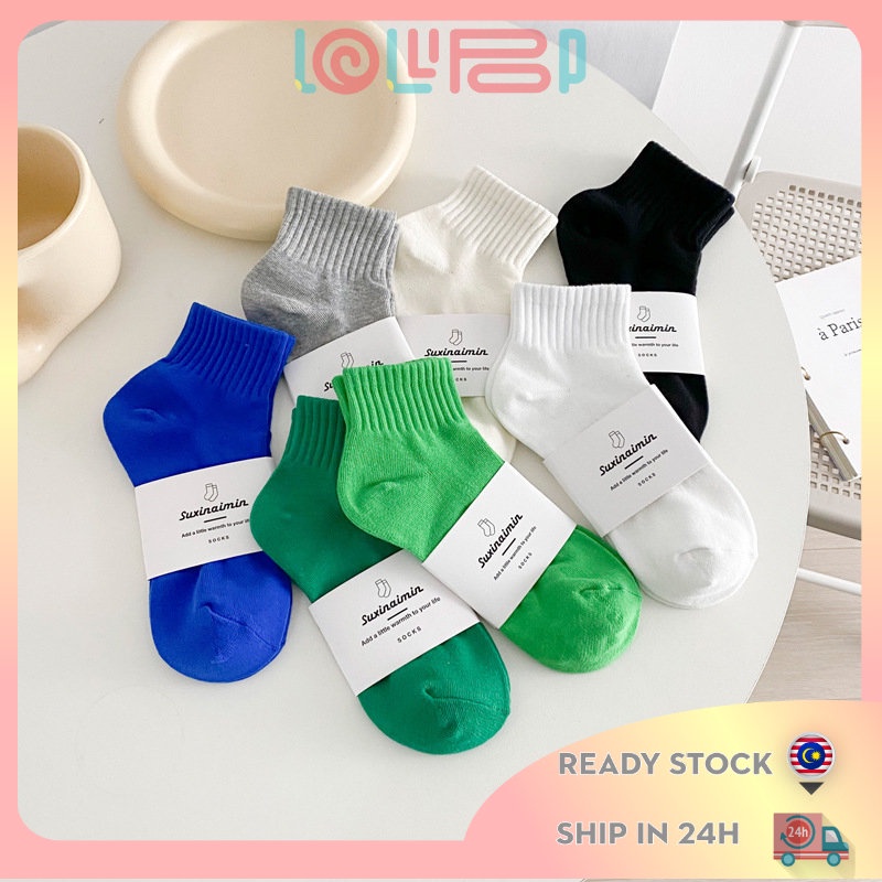 LLP Unisex Plain Color Casual Socks Ankle Socks Cotton Socks Stokin ...