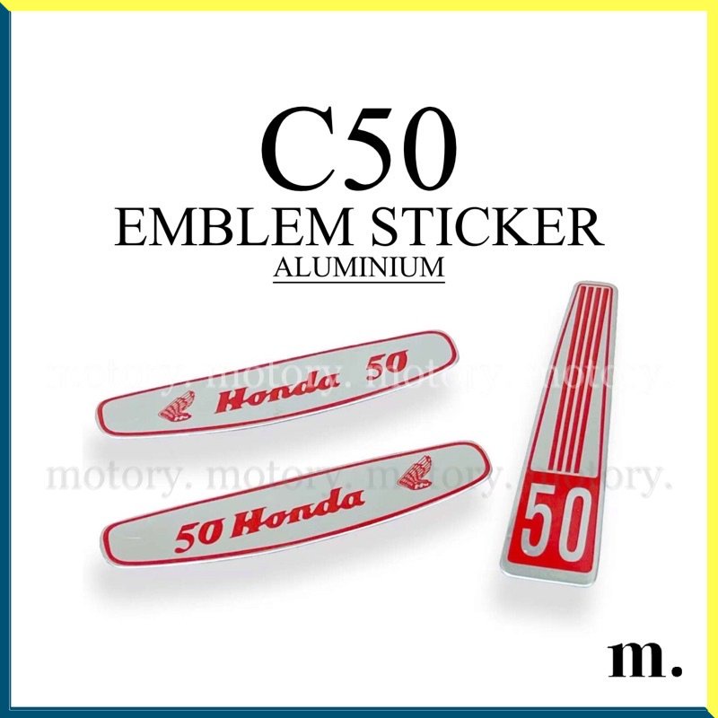 HONDA CUB C50 - EMBLEM SET (STICKER) BODY TANK STICKER ALUMINIUM ...