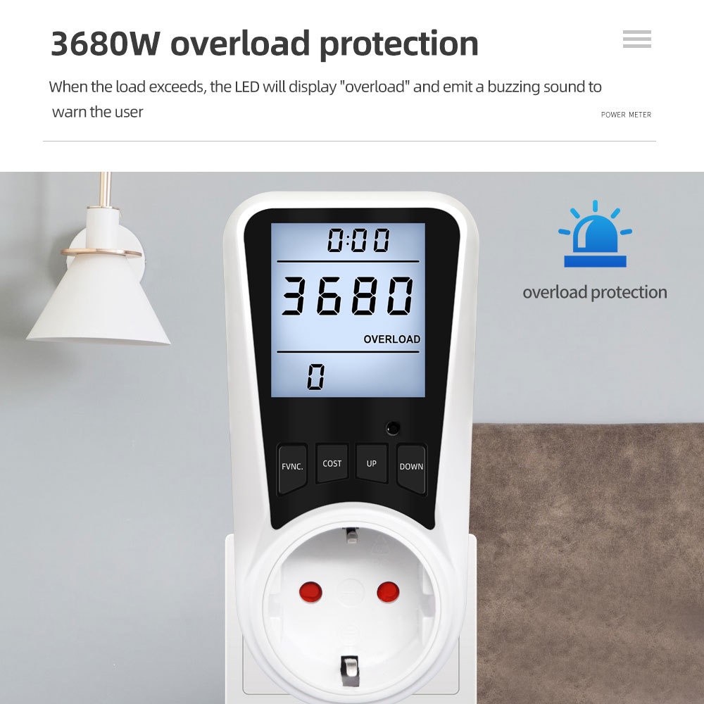 220V Digital Wattmeter AC Power Meter Plug-in Socket Kilowatt Wattage ...