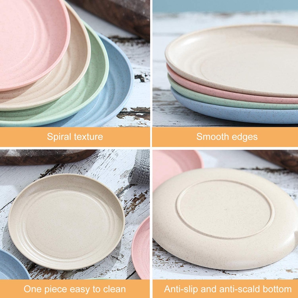 4pcs Set Pinggan Makan Dewasa 25cm Jerami Gandum Plates Wheat Straw ...