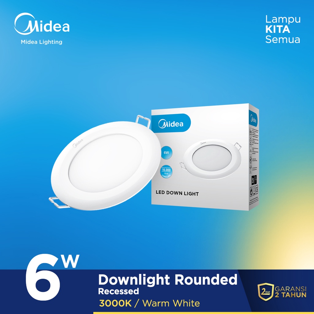 Midea Lighting - 6 Watt 3000K 4 Inch LED Downlight - Warm White ...