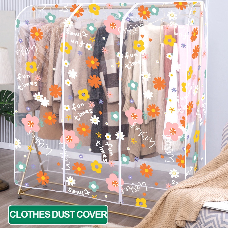 Wardrobe PEVA Dust-proof Clothes Cover Rack Hanging Cover Cloth Hanger ...