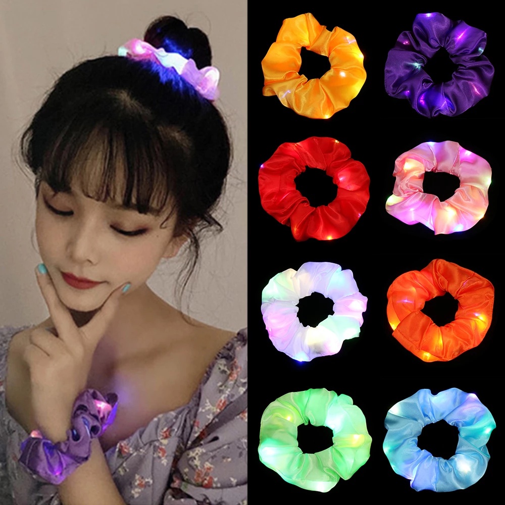 Ready Stock 2020 LED Luminous Scrunchies Hairband Women Elastic Hair ...