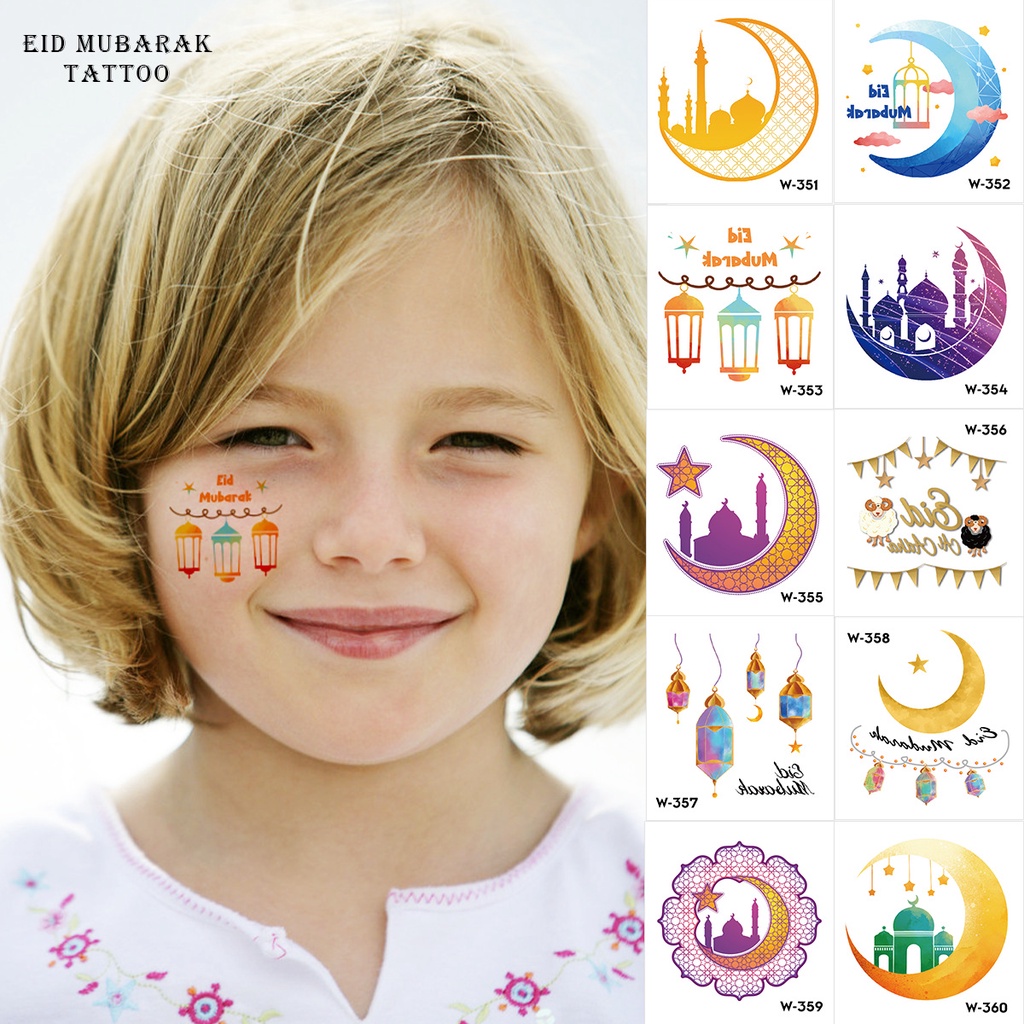 EID Mubarak Temporary Tattoo Sticker Islamic Muslim Party Decoration ...