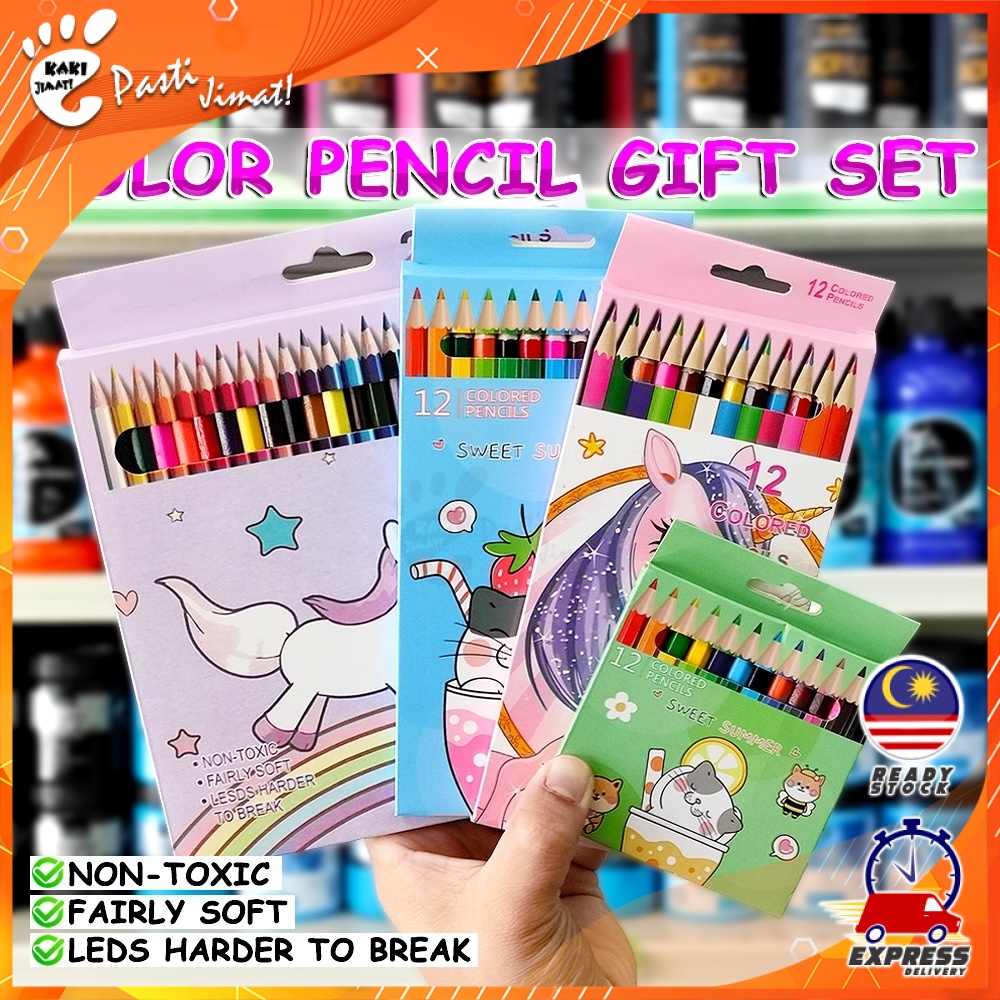 Kaki Jimat Color Pencil Gift Set Unicorn / Cat / Baby Shark / Dinosaur ...
