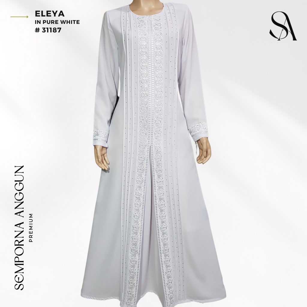 ABAYA MUSLIMAH Putih - Bersulam & Nursing | ELEYA #31187 | Shopee Malaysia