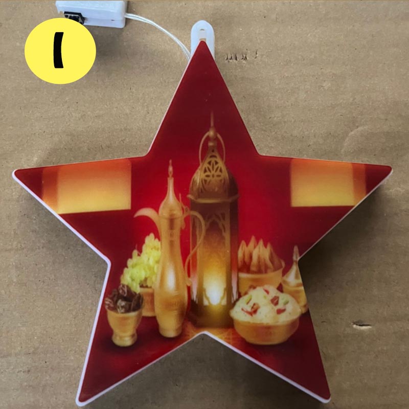 New Raya LED Star Moon Pendant Lamp Ramadan Fortress Modeling Blinking ...