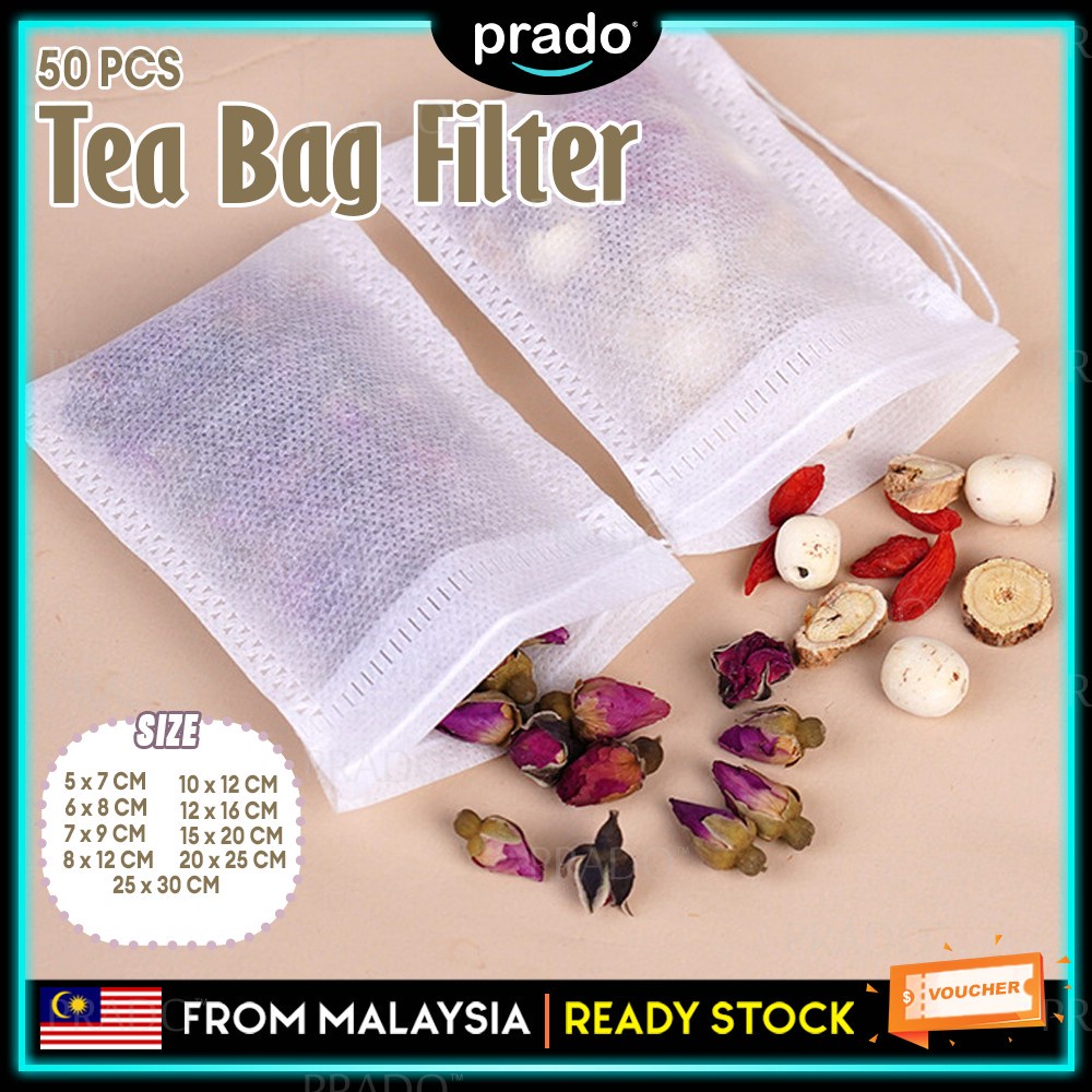 PRADO 50pcs Empty FOOD GRADE Filter Tea Bag For Herb Beauty Health ...