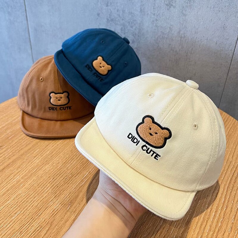 Cute Embroidery Bear Baby Cap Soft Brim Cotton Baby Boy Baseball Caps ...
