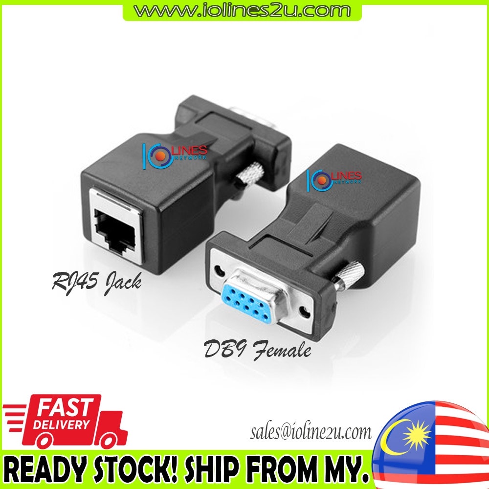 DB9 female to RJ45 8PIN LAN UTP Cable Cat5e Cat6 extension adapter DIY ...