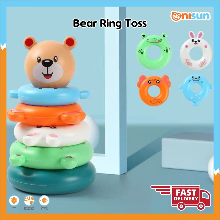Kids Girl Fun Adorable Cartoon Bear Ring Toss Quoits Early Learning ...