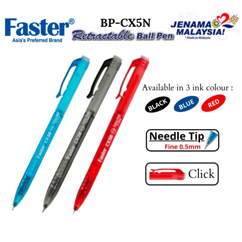 FASTER BP-CX 5N RETRACTABLE BALL PEN ( 0.5mm ) | Shopee Malaysia