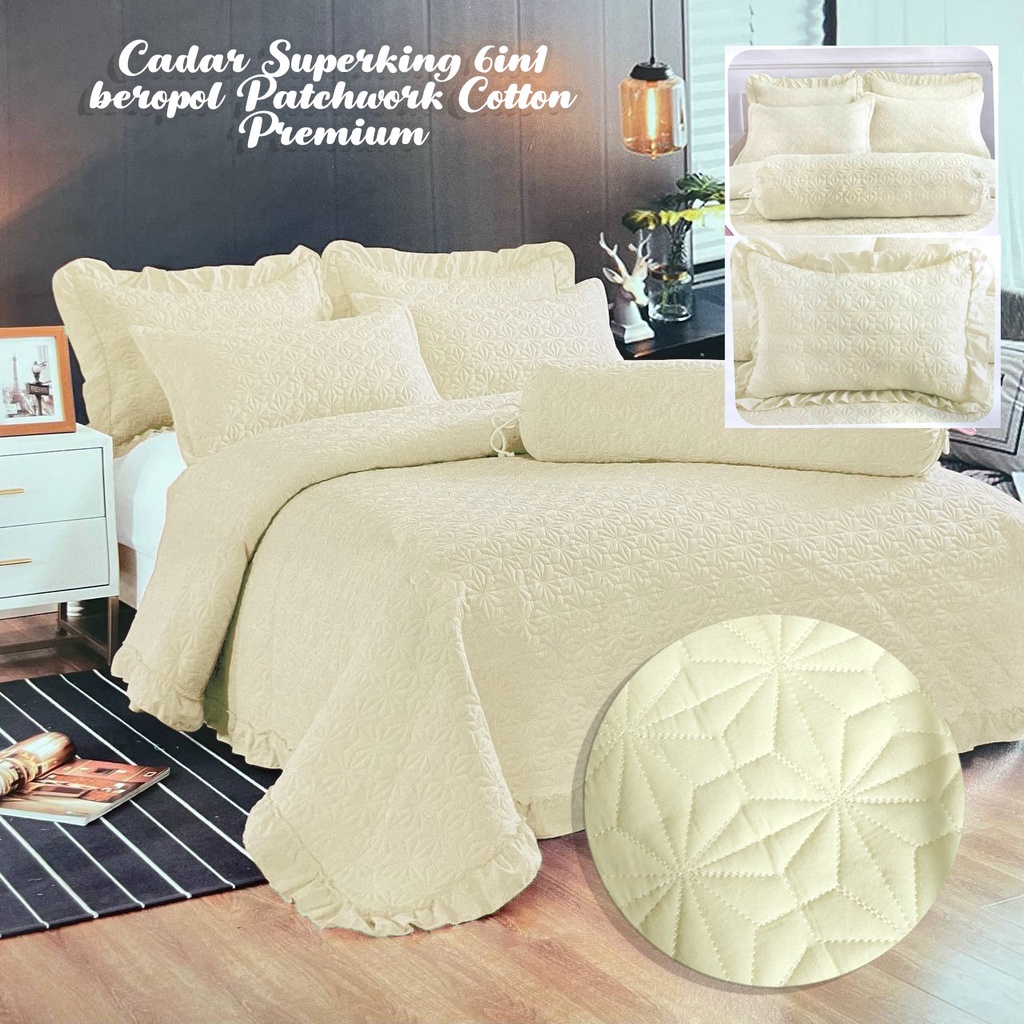 Patchwork Cotton Premium cadar berkualiti tinggi Cadar Superking 6 in 1 Ropol material sejuk ...