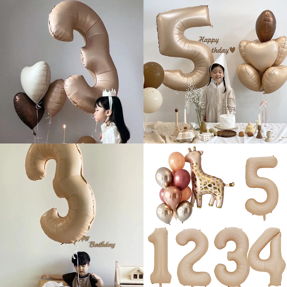 1pcs 32 inch Caramel Color Number Balloon for Kids Birthday Party ...