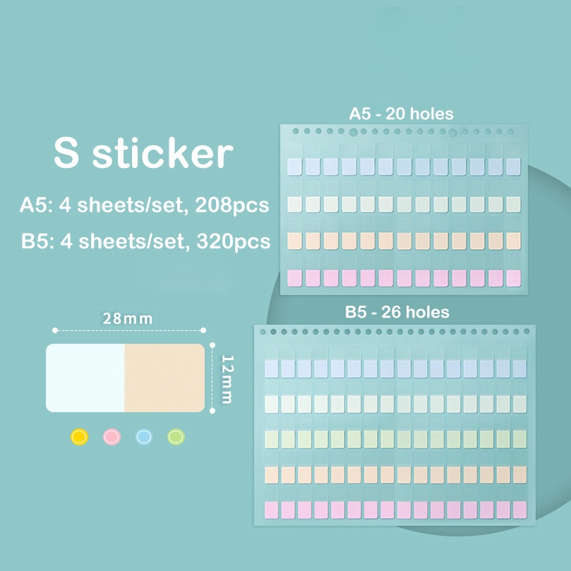 4 Sheets Loose-Leaf Index Label Sticker Classification Stickers Book ...