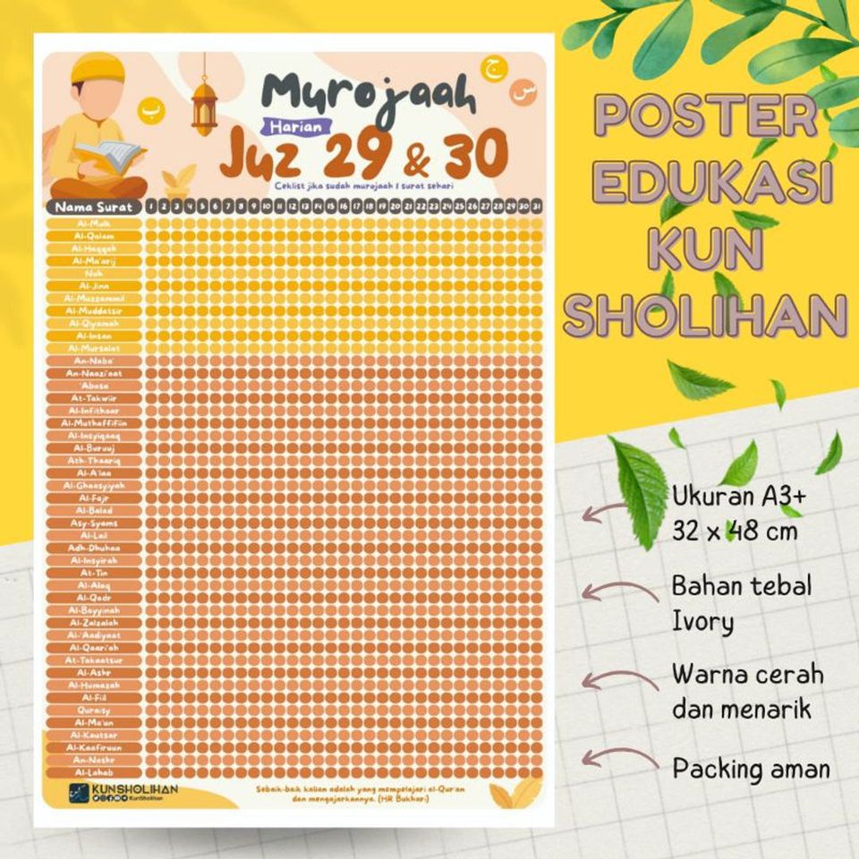 DAILY MUROJAAH POSTER JUZ 29 AND 30 (SHOLIHAN SHOW) | Shopee Malaysia