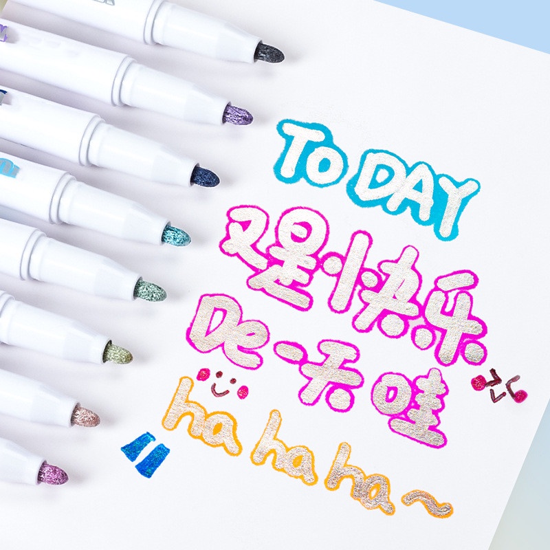 8 pcs Double line outline marker, double line contour pen, painting pen ...