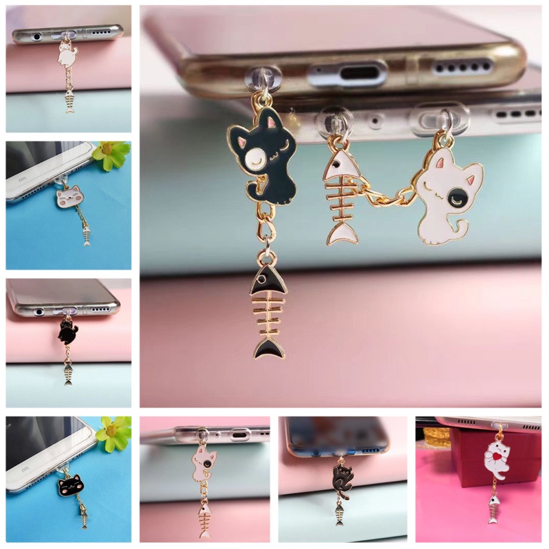 Cat Mobile Phone Anti-dust Plug Charm Earphone Anti-dust Plug Charging ...