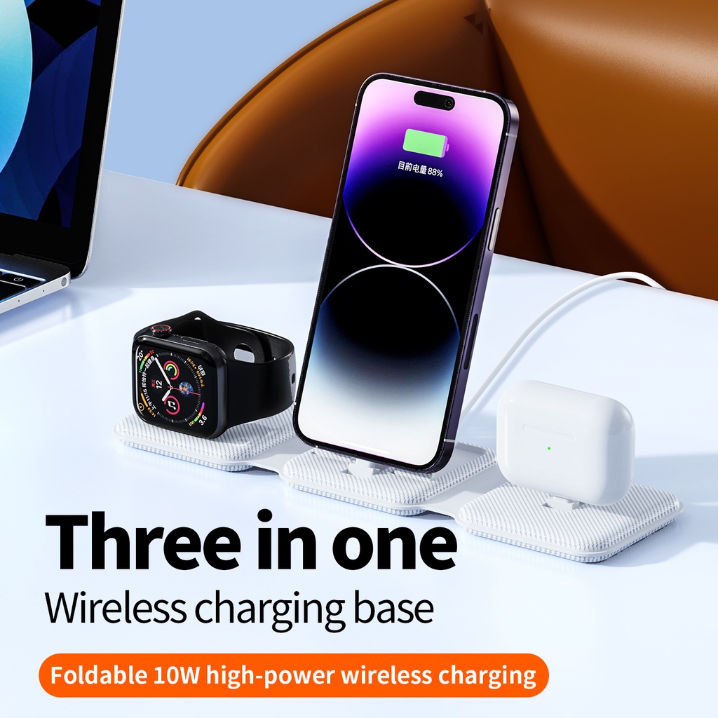 GOOJODOQ 2023 Foldable 3-in-1 Wireless Fast Charger for iPhone Watch ...