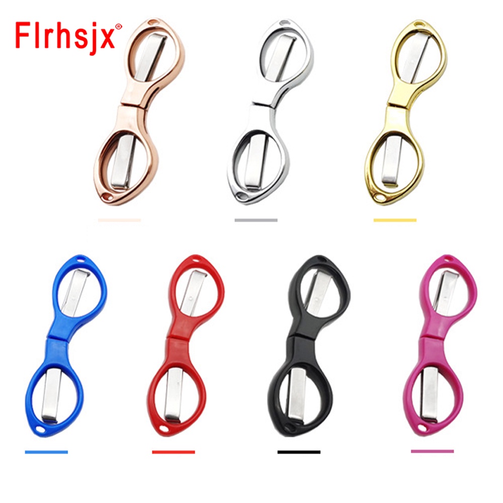 1Pc Mini Folding Keychain Scissors Small Glasses Shaped Travel Scissors ...
