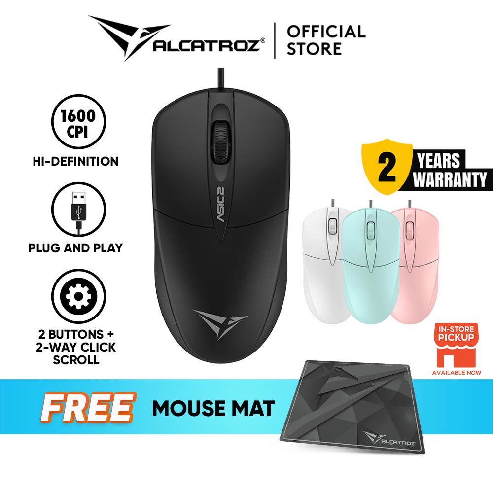 Alcatroz Asic 2 Wired USB Mouse 1600 CPI | Ergonomic Design with High ...