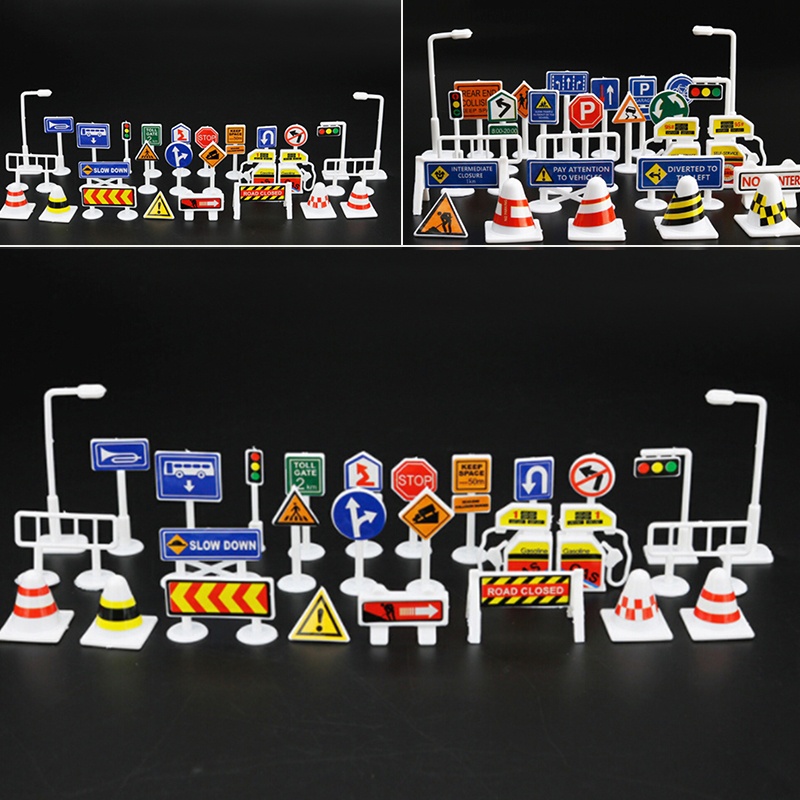 28pcs English Road Sign Traffic Signs Toy Kids Children Play Pretend ...