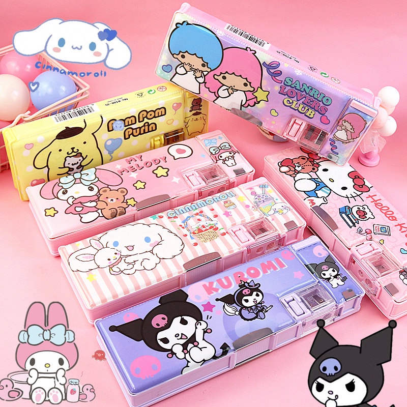 Sanrio Plastic Stationery Box Double Sided Pencil Case Kuromi Hello ...