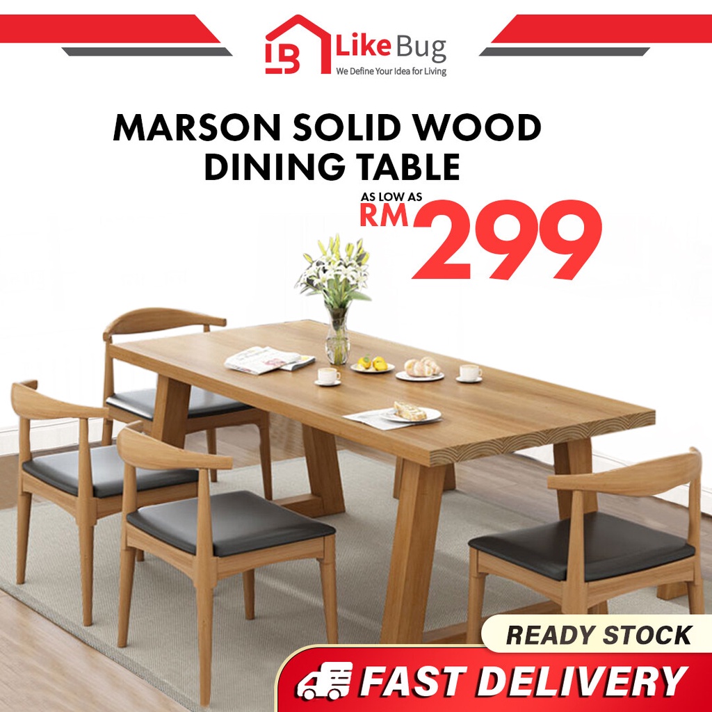 ⚡️LIKE BUG⚡️Marson Solid wood Dining Table / Dining Set with 4 Chairs ...