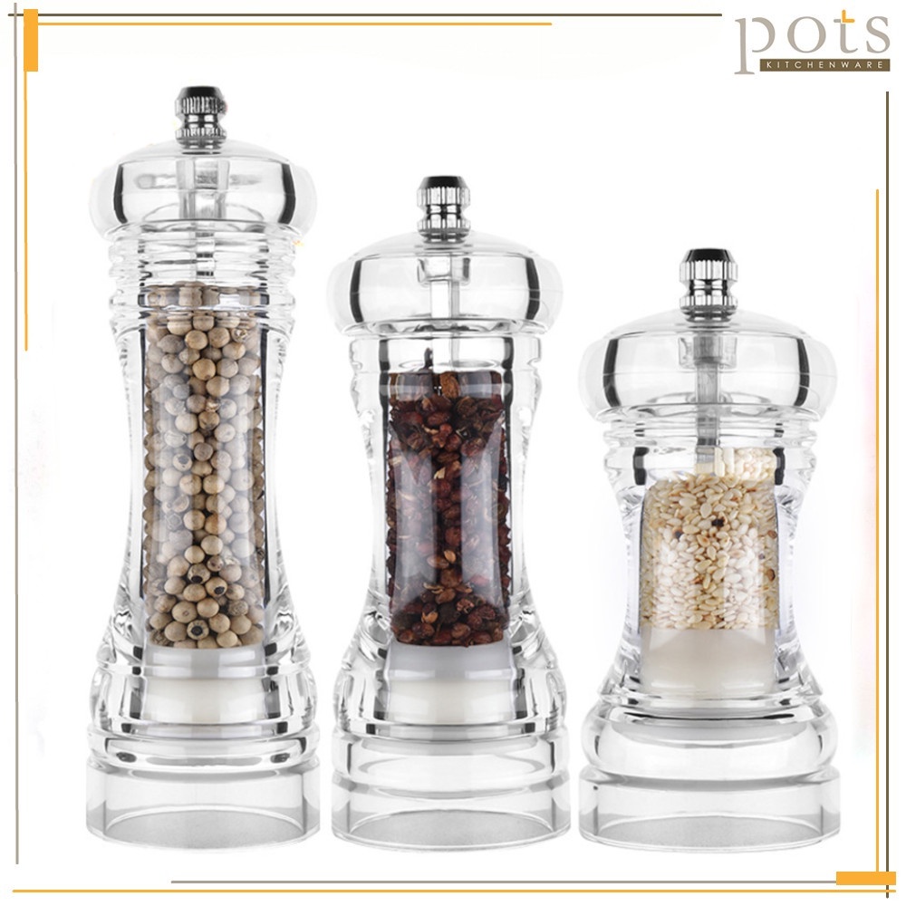 Acrylic Clear Transparent PC Salt Pepper Mill Grinder Manual Pegisar ...