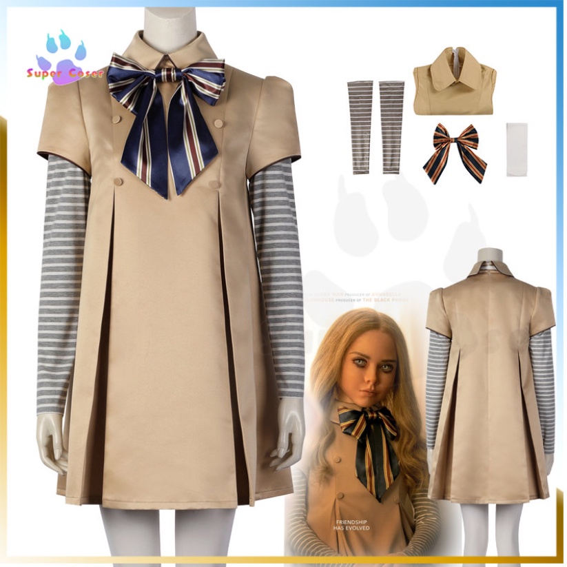 Megan M3GAN Cosplay Costume With Wig For Kid Include Dress Top Socks ...