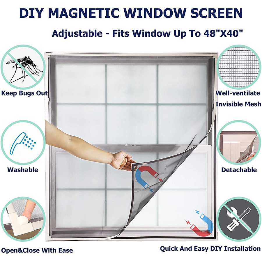 【Full Set】DIY Magnetic Mosquito Net Magnetic Window Mesh Mosquito For ...