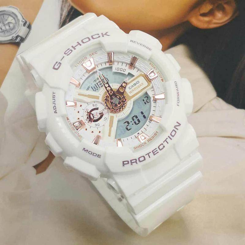 Casio_G_Shock Ga110 White & Rose Gold Watch For Men | Shopee Malaysia