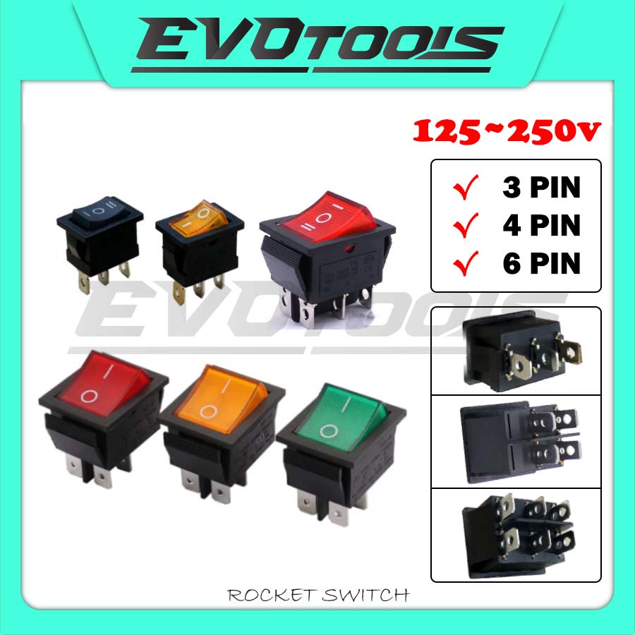 ROCKET SWITCH 3 4 6-PIN / PUSH BUTTON ROCKER SWITCH ON-OFF/ ELECTRICAL ...