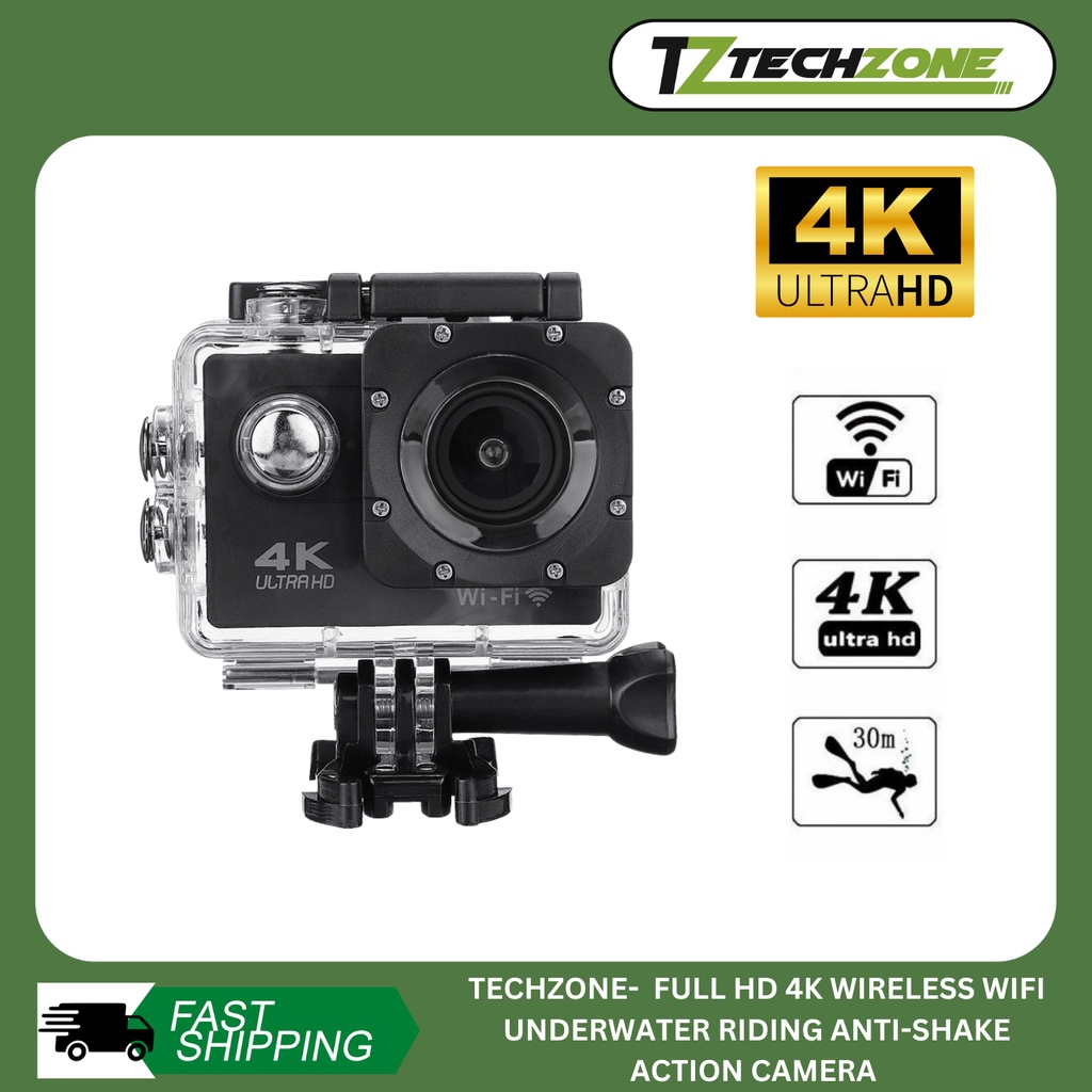TECHZONE- 2.0 Inch Screen Full HD 4K wireless WIFI underwater riding ...