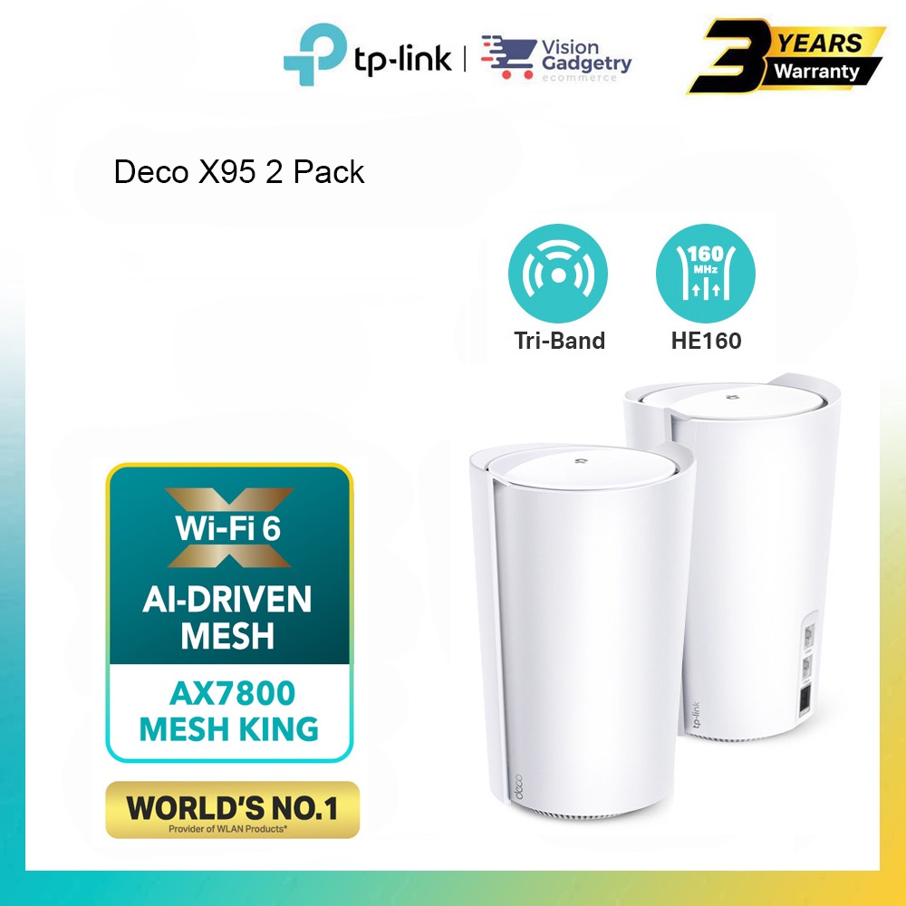 TP-Link Deco X95 AX7800 Mesh Wifi 6 Router Tri-Band Whole Home System ...