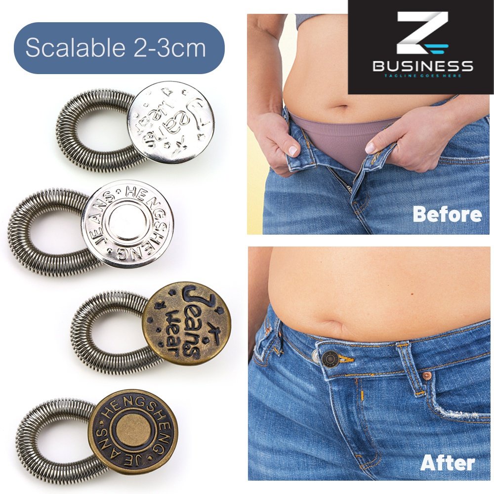 ZS 1 Pc Spring Button Extender for Pants Jeans Free Sewing Adjustable ...