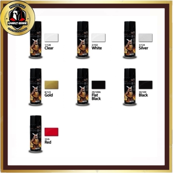 400ML SAMURAI SPRAY PAINT STANDARD COLOURS CLEAR WHITE SILVER FLAT ...