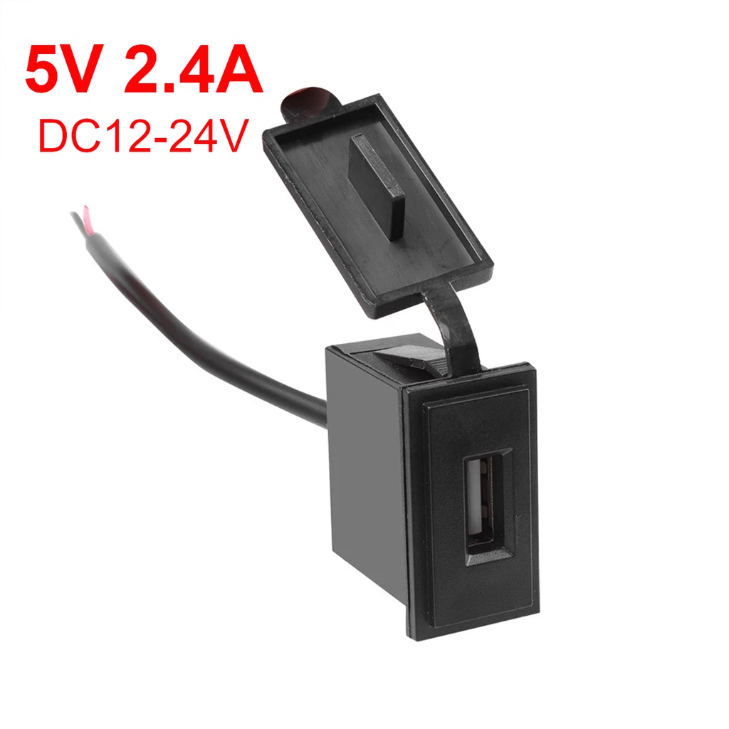 12V/24V Single USB Car Charger Socket 5V 2.4A Power Adapter Square ...
