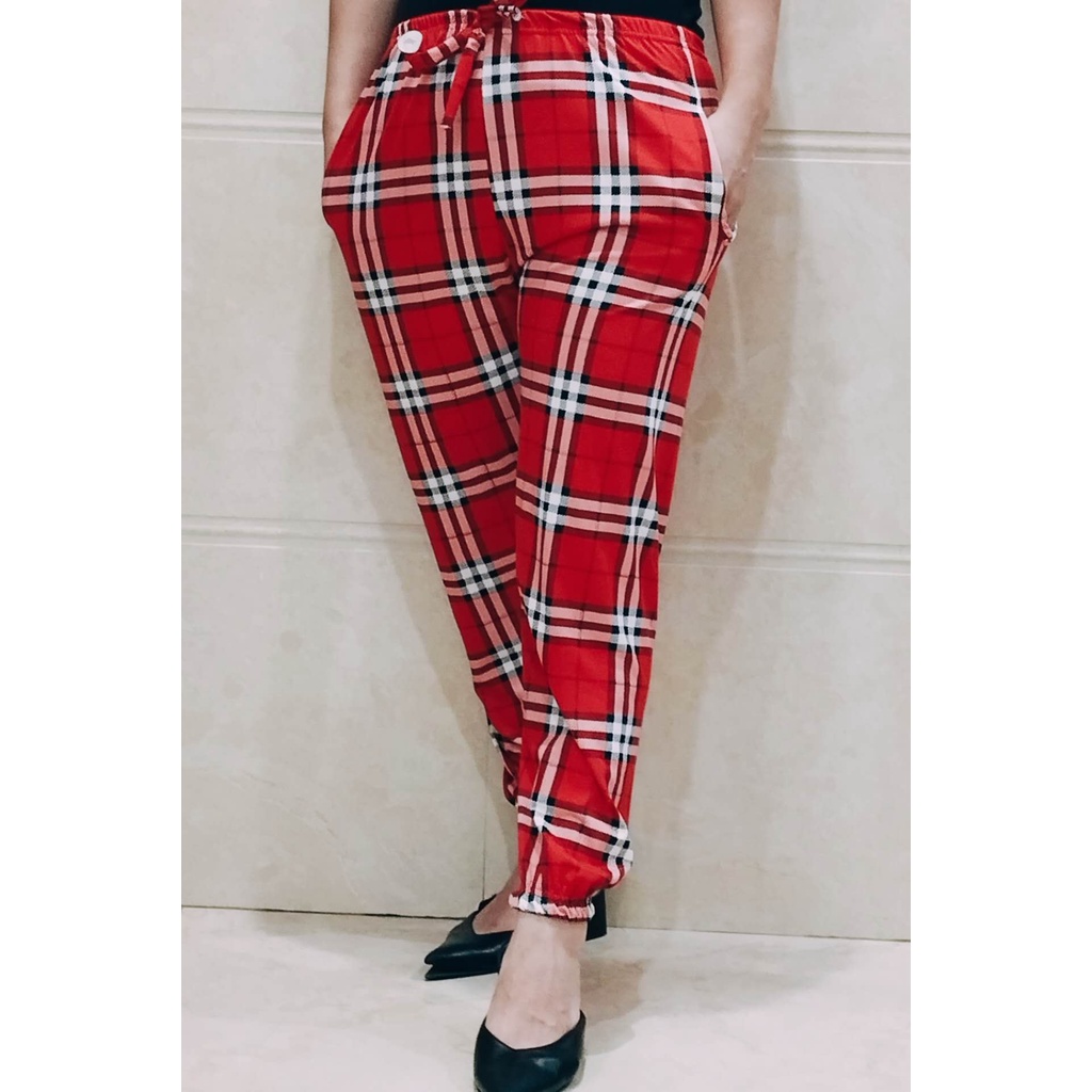 CHECKERED JAGGER PANTS (FREESIZE) | Shopee Malaysia