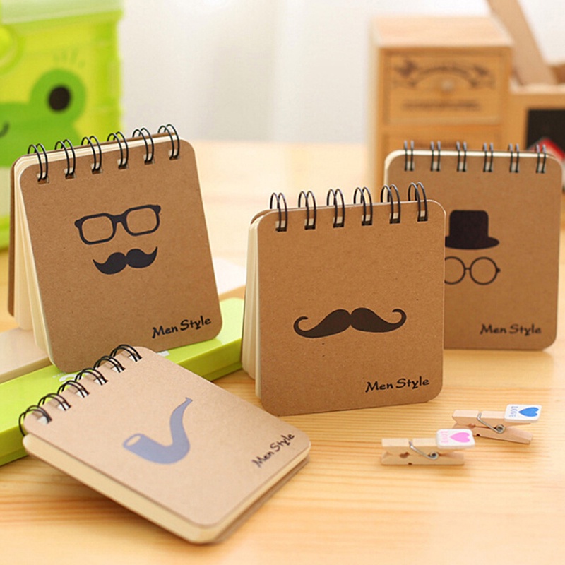 70 Sheets Creative Mustache Kraft Paper Coil Notebook Concise Loose ...