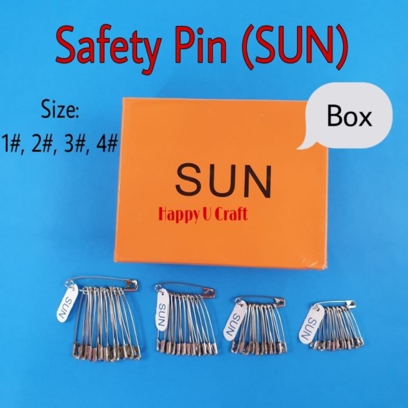(Box) Sun Stainless Steel Safety Pin (1#,2#,3#,4#) / Pin Keselamatan ...