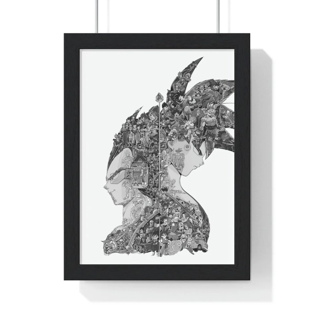 [TURNED Ninja] Goku and Vegeta glass frame painting black and white ...