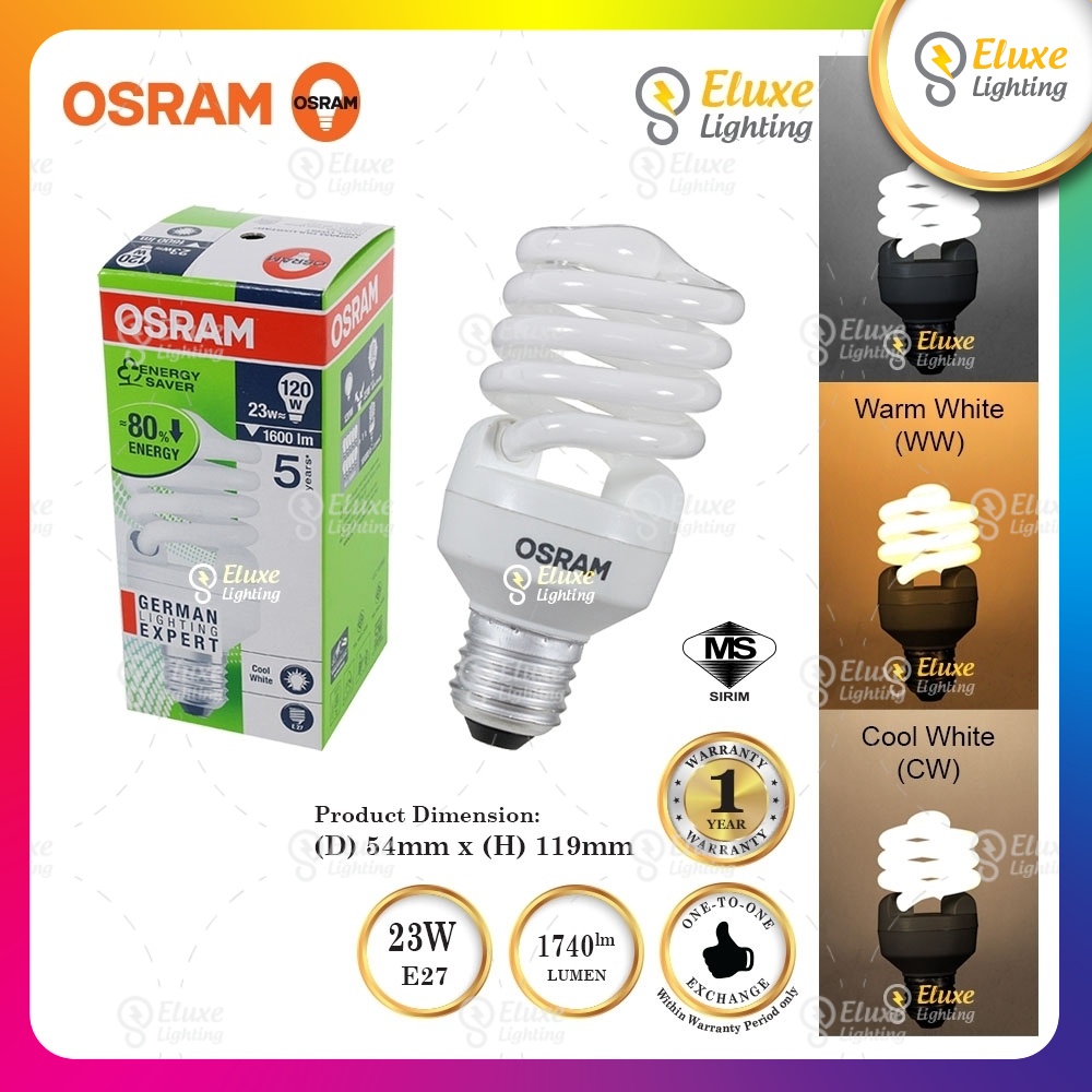 OSRAM SPIRAL 23W E27 BULB 865/840/827 | Shopee Malaysia